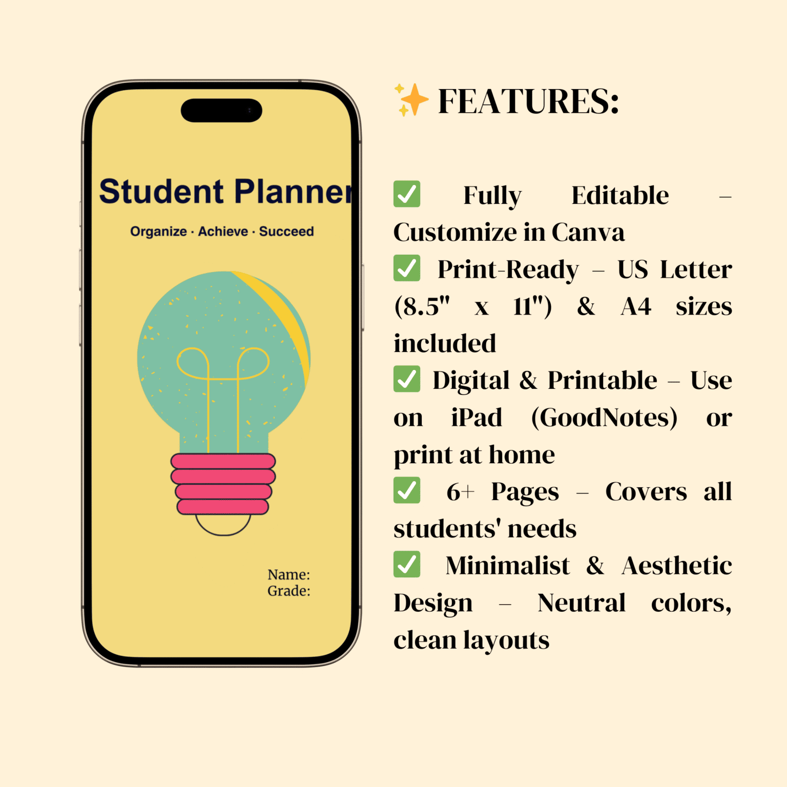 Student Planner Template: Organize Your Studies and Reach Goals ...