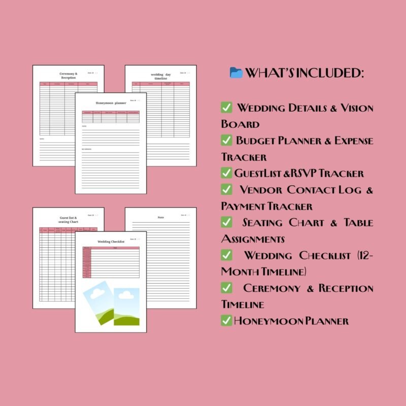 Wedding Planner: Editable Canva Wedding Organizer - Blueprint Market